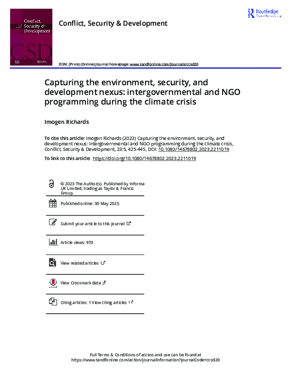 (PDF) Capturing the environment, security, and development nexus ...
