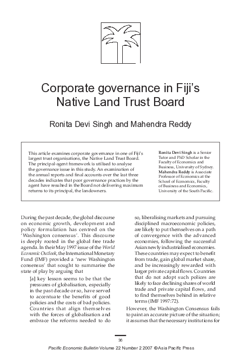 (PDF) Corporate governance in Fiji’s Native Land Trust Board