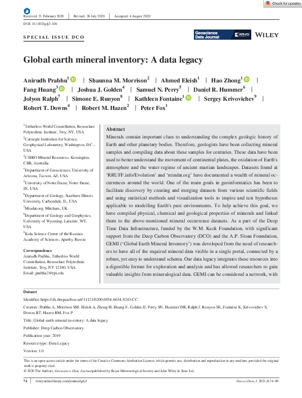 (PDF) Global earth mineral inventory: A data legacy