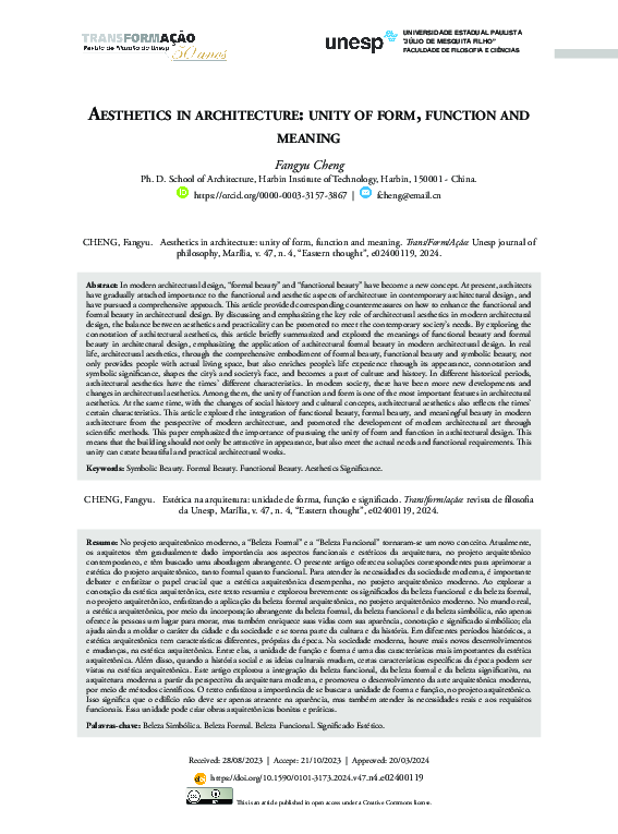 (PDF) Aesthetics in architecture: unity of form, function and meaning