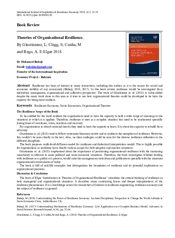 (PDF) Elgar Introduction to Theories of Organizational Resilience