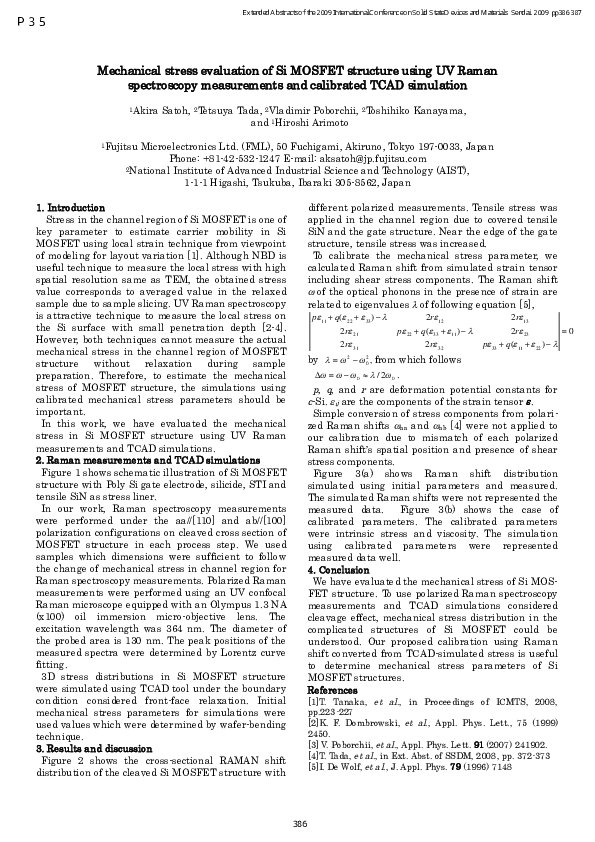 (PDF) Mecahnical stress evaluation of Si MOSFET structure using UV ...