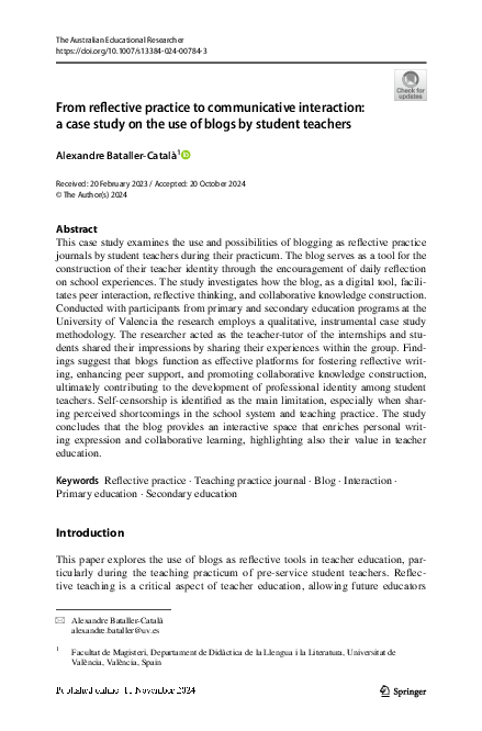 (PDF) From reflective practice to communicative interaction: a case ...