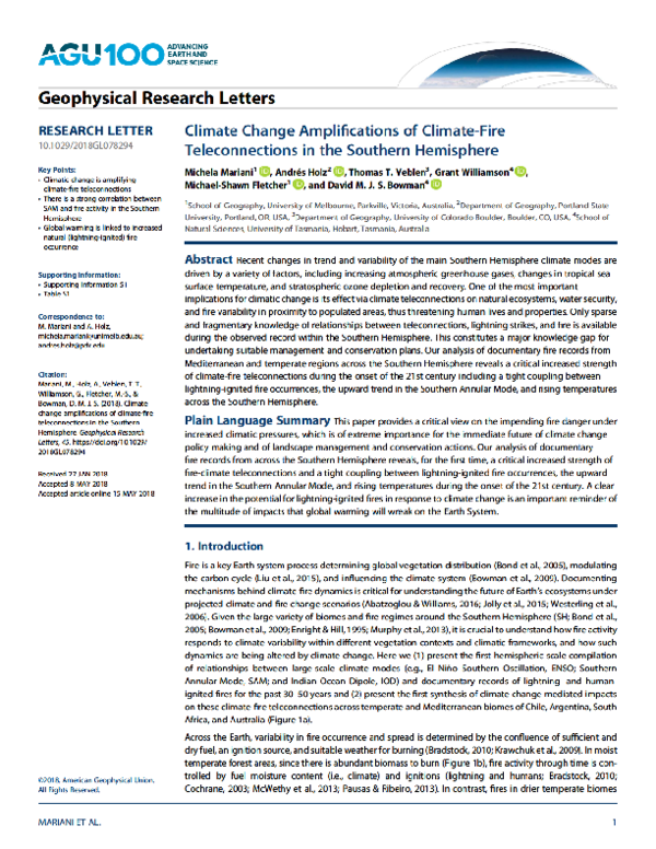 (PDF) Mariani et al 2018 SAM x SHDocFireRecord GRL | Andrés Holz ...