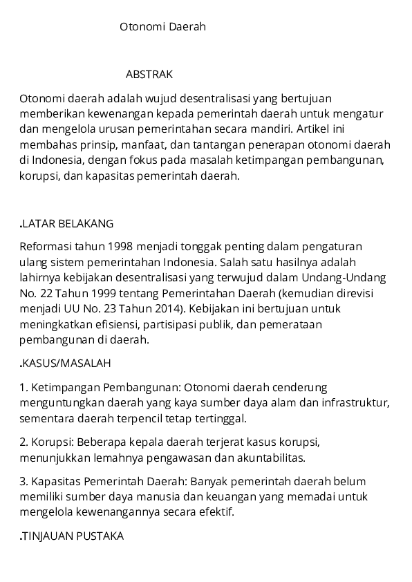 (PDF) Artikel Otonomi Daerah