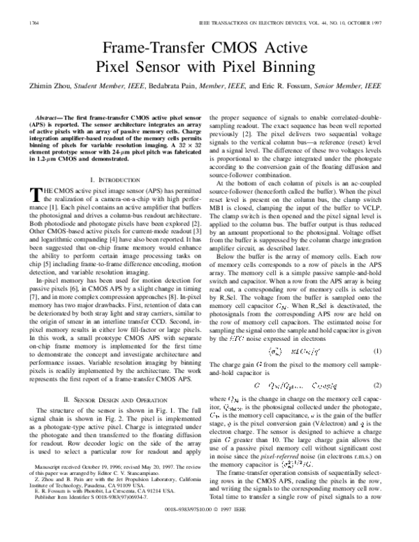 (PDF) Frame-transfer CMOS active pixel sensor with pixel binning