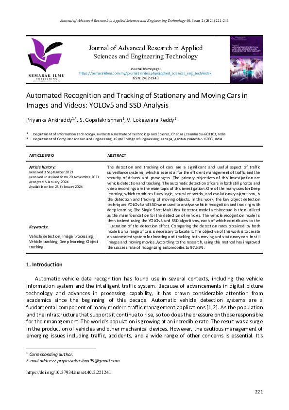 (PDF) Automated Recognition and Tracking of Stationary and Moving Cars in Images and Videos ...