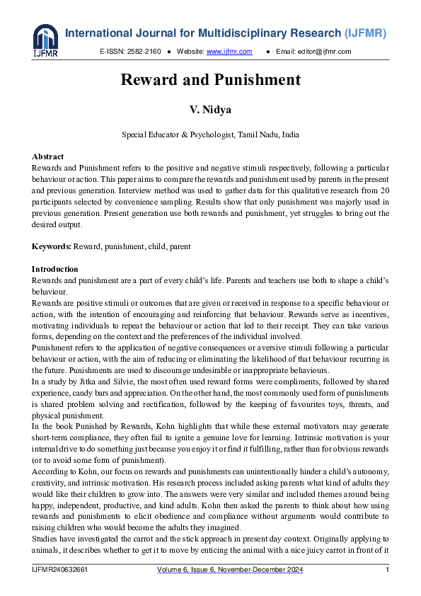 (PDF) Reward and Punishment