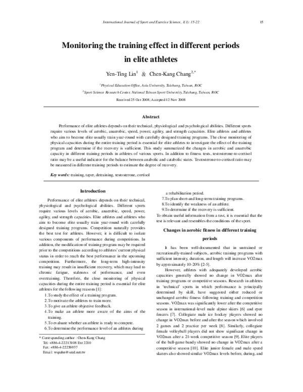 (PDF) Monitoring the training effect in different periods in elite athletes