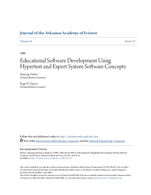 (PDF) Educational Software Development Using Hypertext and Expert System Software Concepts ...
