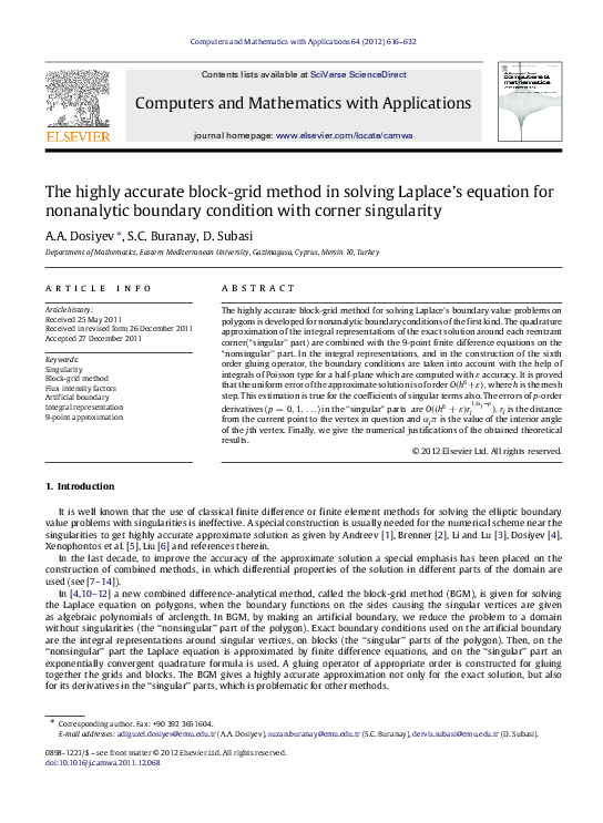 (PDF) The highly accurate block-grid method in solving Laplace’s equation for nonanalytic ...