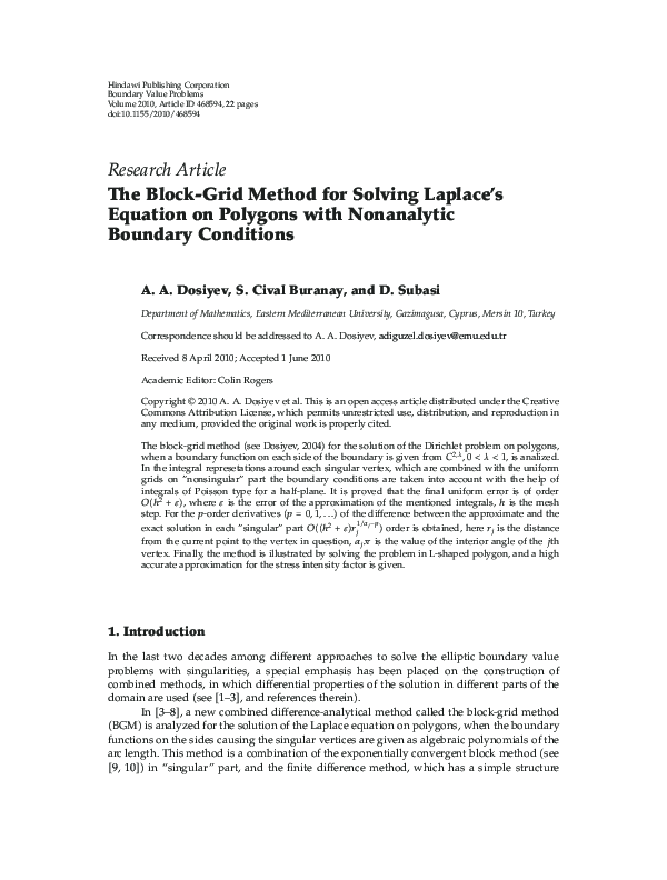 (PDF) The Block-Grid Method for Solving Laplace's Equation on Polygons ...