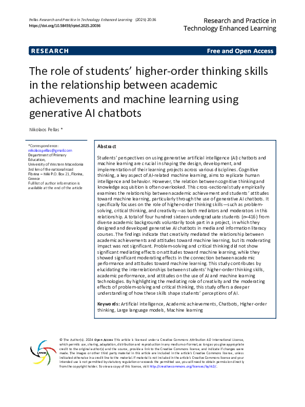 (PDF) The role of students' higher-order thinking skills in the relationship between academic ...