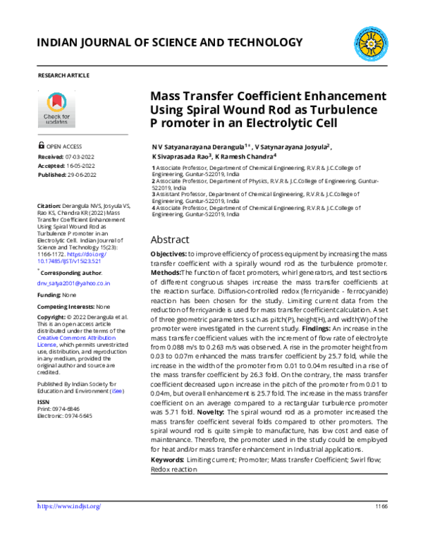 (PDF) Mass Transfer Coefficient Enhancement Using Spiral Wound Rod as ...
