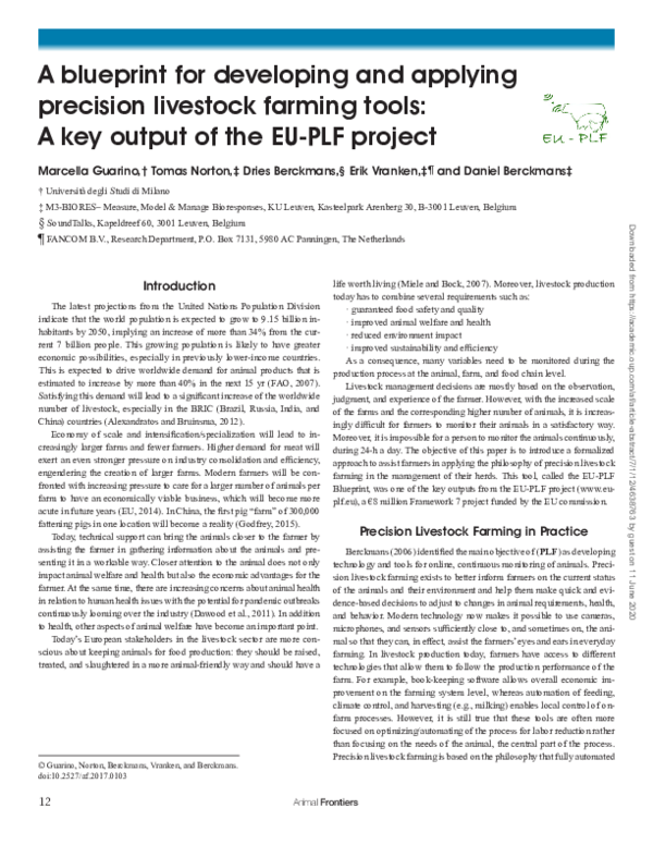 (PDF) A blueprint for developing and applying precision livestock ...