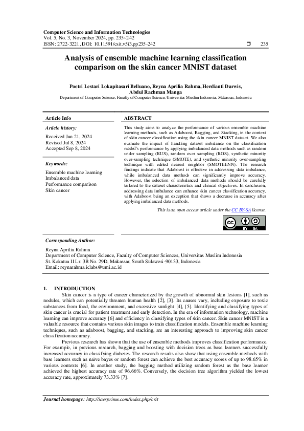 (PDF) Analysis of ensemble machine learning classification comparison ...