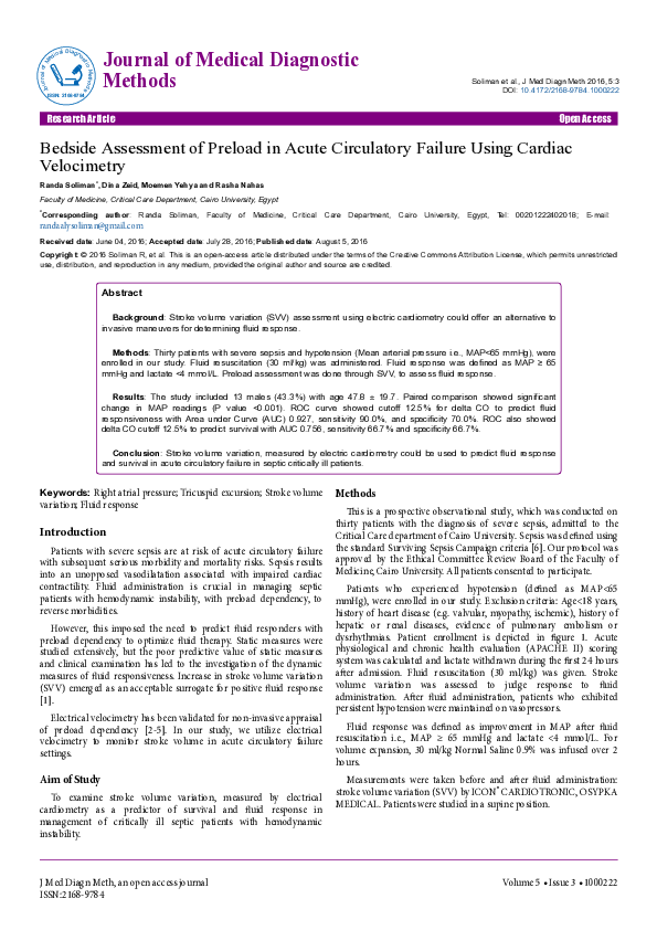 (PDF) Bedside Assessment of Preload in Acute Circulatory Failure Using ...