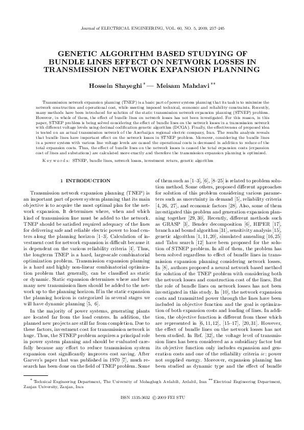 (PDF) Genetic Algorithm Based Studying of Bundle Lines Effect on Network Losses in Transmission ...