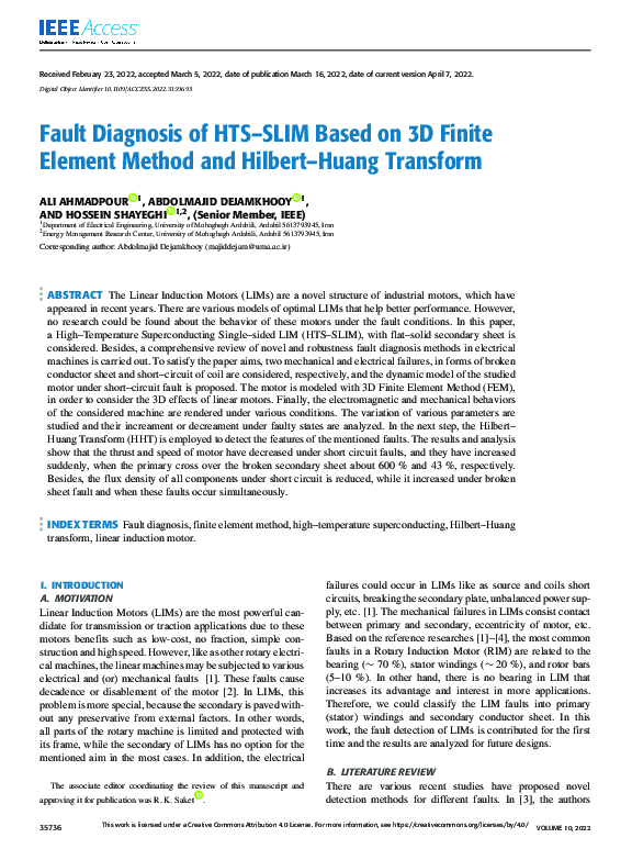 (PDF) Fault Diagnosis of HTS–SLIM Based on 3D Finite Element Method and Hilbert–Huang Transform