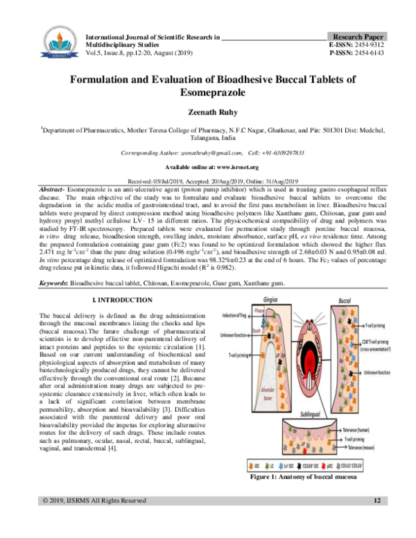 (PDF) Formulation and Evaluation of Bioadhesive Buccal Tablets of ...