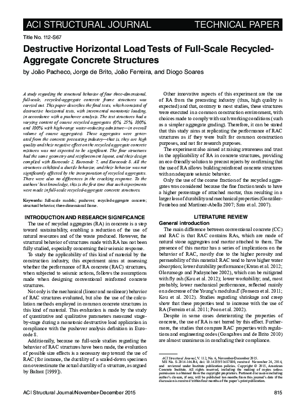 (PDF) Destructive Horizontal Load Tests of Full-Scale Recycled ...