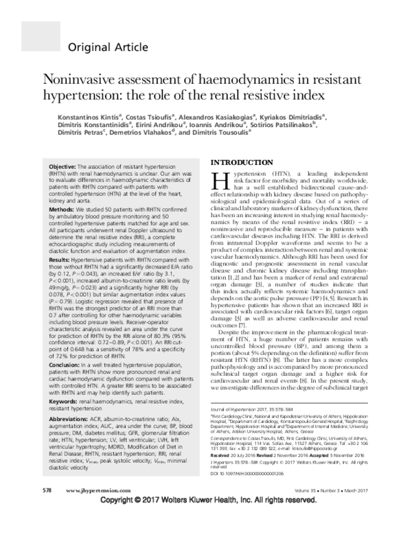 (PDF) Noninvasive assessment of haemodynamics in resistant hypertension: the role of the renal ...