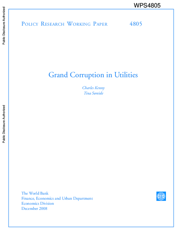 (PDF) Grand Corruption In Utilities
