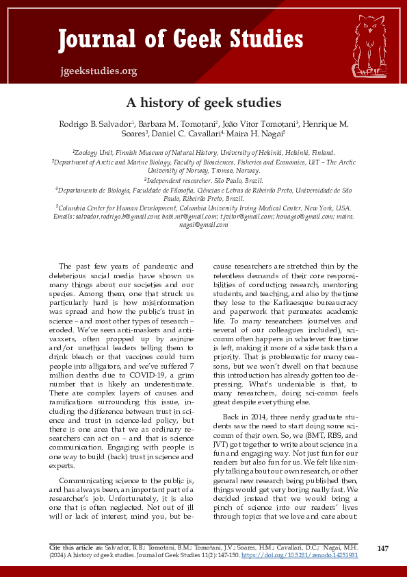 (PDF) A history of geek studies