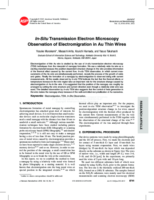 (PDF) In Situ Transmission Electron Microscopy Observation of ...