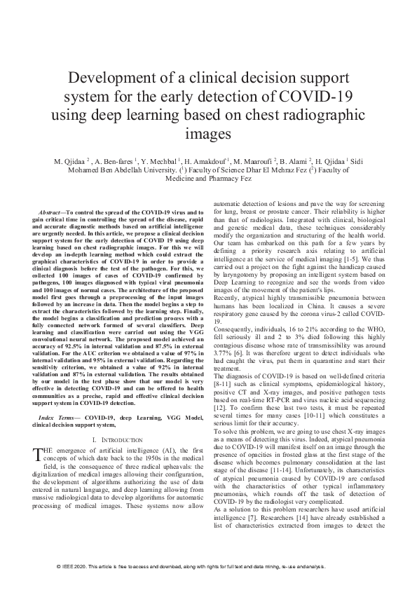 (PDF) Development of a clinical decision support system for the early detection of COVID-19 ...