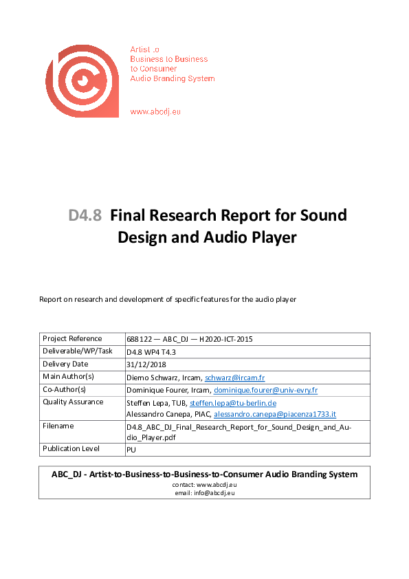 (PDF) Final Research Report for Sound Design and Audio Player