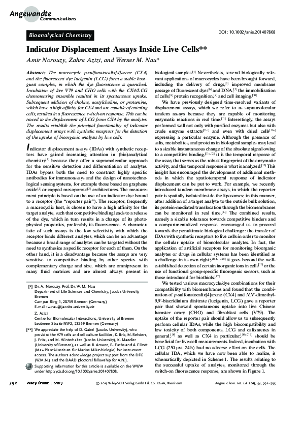 (PDF) Indicator Displacement Assays Inside Live Cells