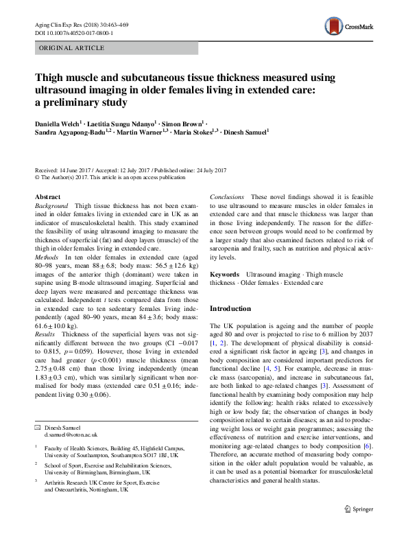 (PDF) Thigh muscle and subcutaneous tissue thickness measured using ...
