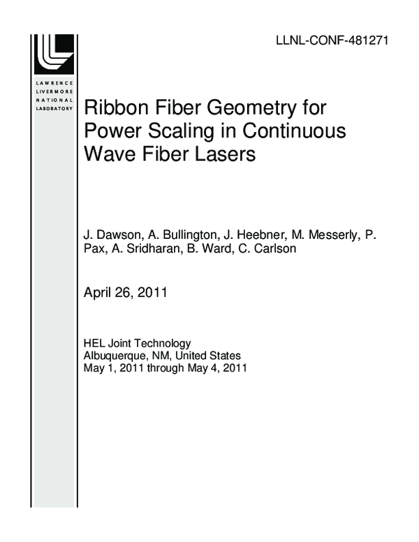 (PDF) Ribbon Fiber Geometry for Power Scaling in Continuous Wave Fiber ...