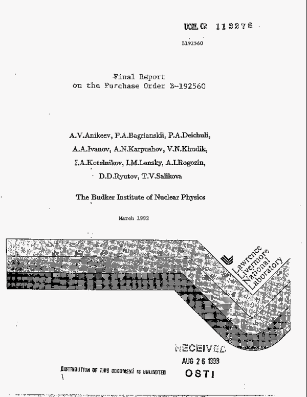 (PDF) Final report on the Purchase Order B-192560