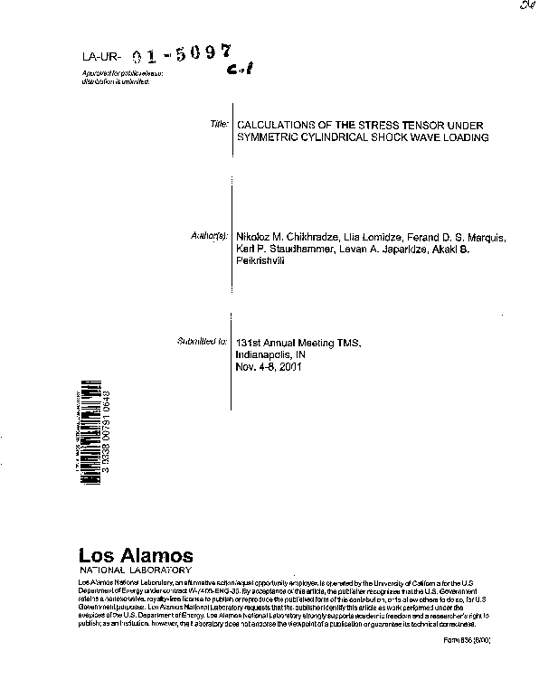 (PDF) Calculations of the stress tensor under Symmetric cylindrical ...