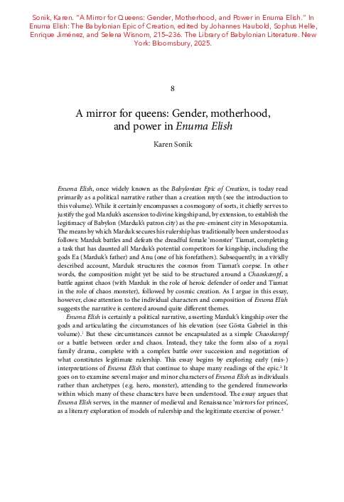 (PDF) “A Mirror for Queens: Gender, Motherhood, and Power in Enuma ...