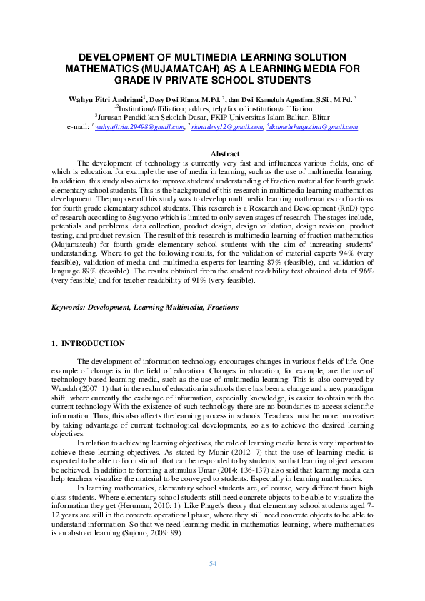 (PDF) Development of Multimedia Learning Solution Mathematics ...