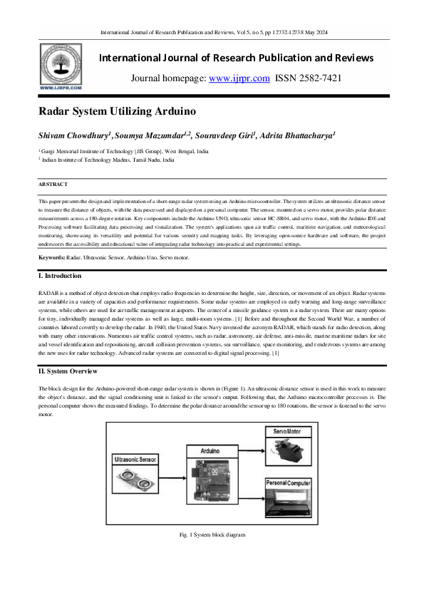 (PDF) Radar System Utilizing Arduino (PDF) Radar System Utilizing Arduino
