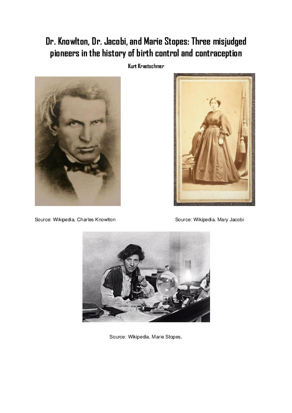 (PDF) Dr. Knowlton, Dr. Jacobi, and Marie Stopes: Three misjudged ...