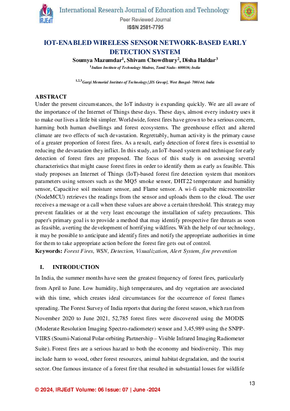 (PDF) IOT-ENABLED WIRELESS SENSOR NETWORK-BASED EARLY DETECTION SYSTEM
