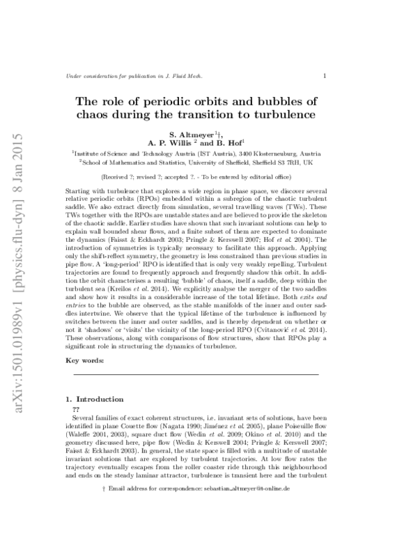 (PDF) The role of periodic orbits and bubbles of chaos during the ...