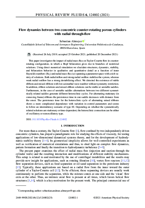 (PDF) Flow dynamics between two concentric counter-rotating porous ...