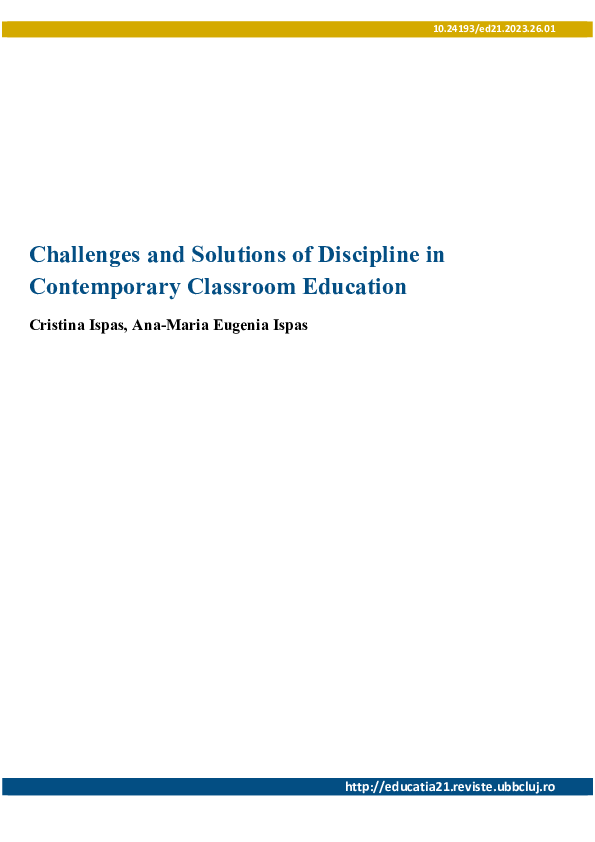 (PDF) Challenges and Solutions of Discipline in Contemporary Classroom ...