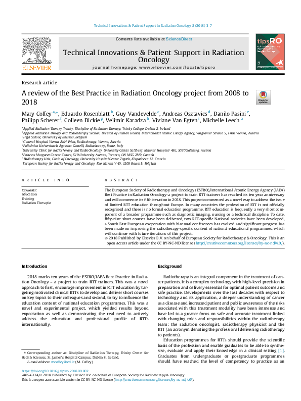 (PDF) A review of the Best Practice in Radiation Oncology project from ...