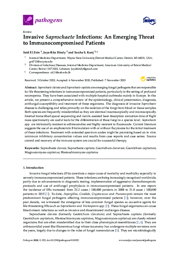 (PDF) Invasive Saprochaete Infections: An Emerging Threat to ...