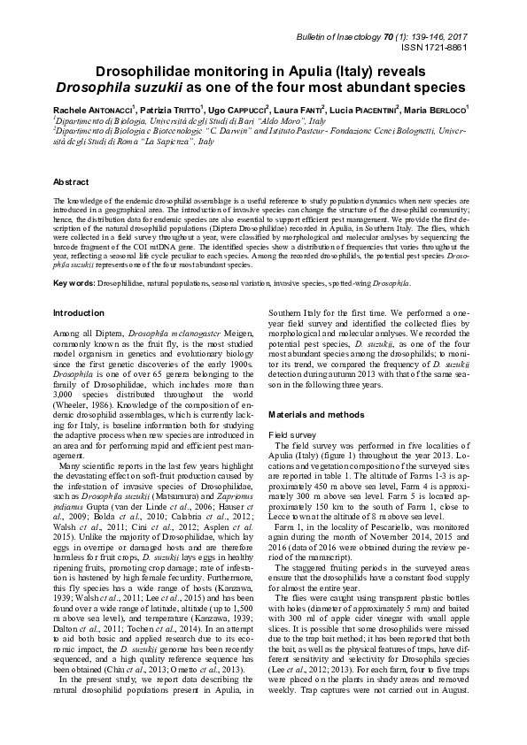 (PDF) Drosophilidae monitoring in Apulia (Italy) revealsDrosophila ...