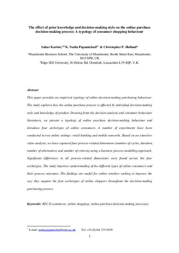 (PDF) The effect of prior knowledge and decision-making style on the ...