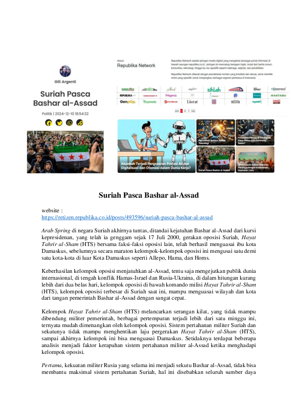(PDF) Suriah Pasca Bashar al-Assad