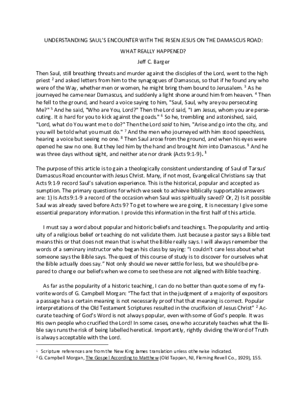 (PDF) UNDERSTANDING SAUL'S ENCOUNTER WITH THE RISEN JESUS ON THE ...